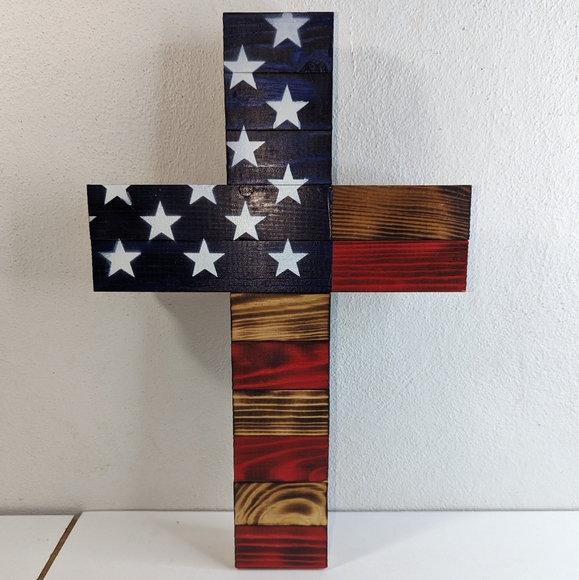 Wall Decor | Wall Art American Flag Inspired Wooden Cross Hand Made ...